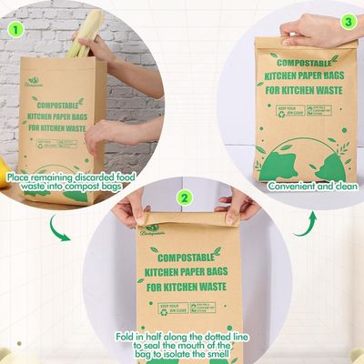 100% Biodegradable Square Bottom Kraft Paper Garbage Bags for Food ...